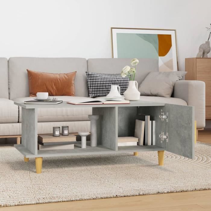 TAM Table basse Gris béton 90x50x40 cm Bois d'ingénierie A812748 85816 ...