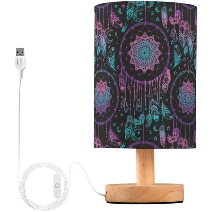 Lampe De Chevet Avec Port Usb Et Base En Bois Led Pour Chambre À ...
