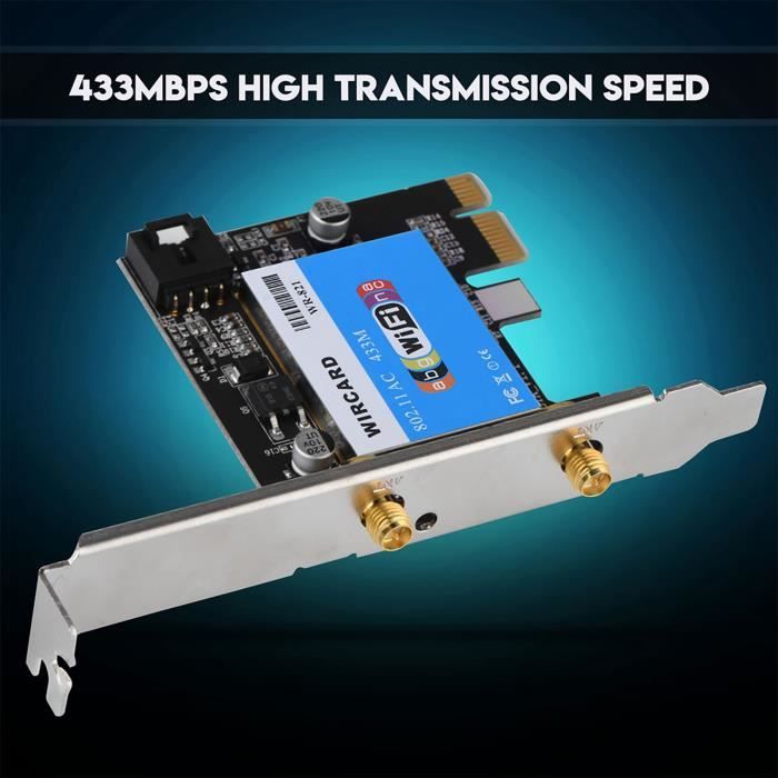 RUM® Carte réseau PCIE 433Mbps Dual Band 2.4G/5G + Bluetooth 4.0 Carte ...