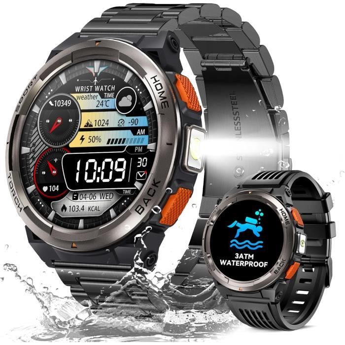 LaNikar Montre Connectée Homme avec Appels Bluetooth 3ATM Étanche 1,45 ...