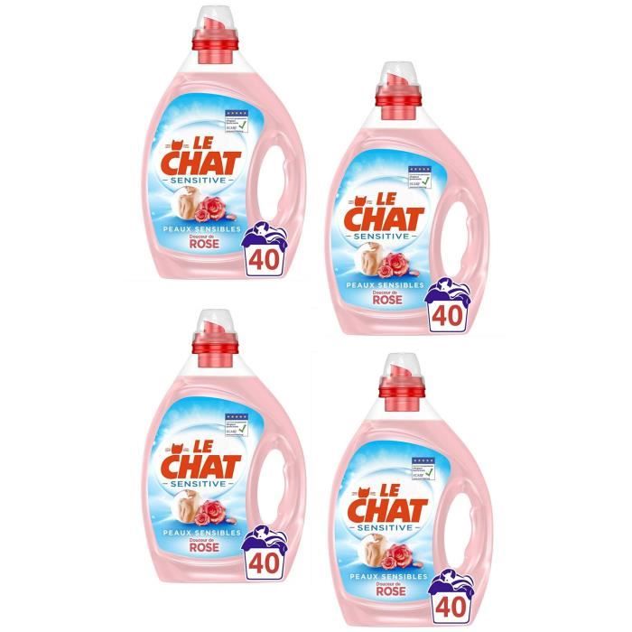 Lot de 4 Lessives Liquide Hypoallergénique Sensitive Douceur de Rose ...