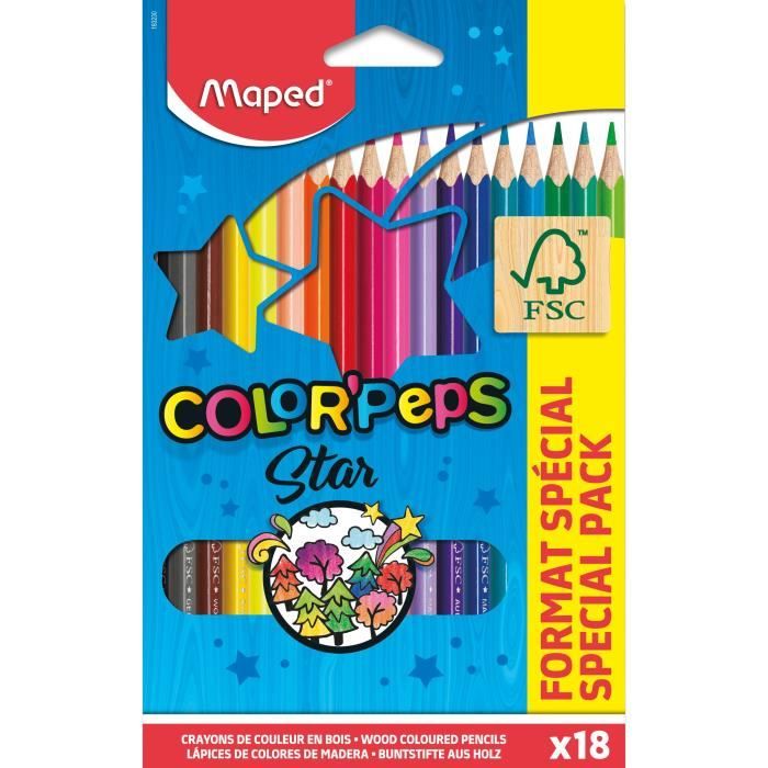 Maped - Crayons de Couleur Color'Peps Classic - 18 Couleurs Vives ...