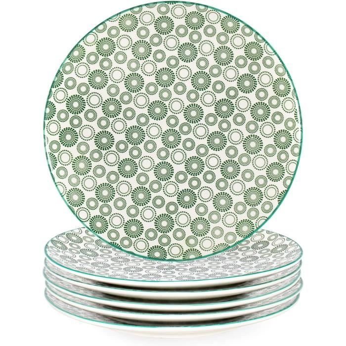 Ensemble d'assiettes 6 Pièces Coloré - 27cm Grande Assiette à Dîner ...