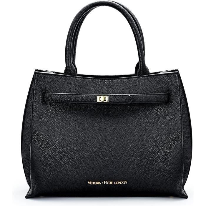 Sac À Main Pour Femme - Grand Sac À Main En Cuir Synthétique - Noir ...