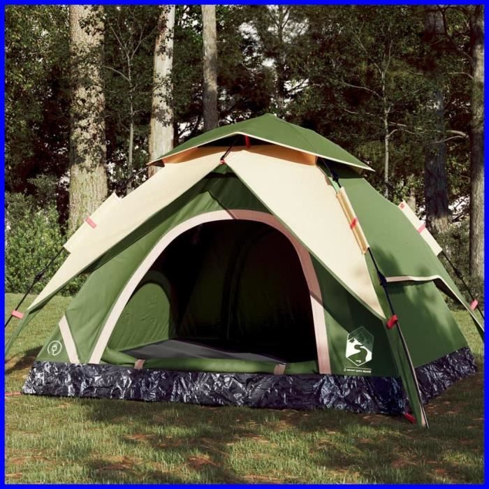 DXBK Tente de camping à dôme 3 personnes vert libération rapide 4004177 ...