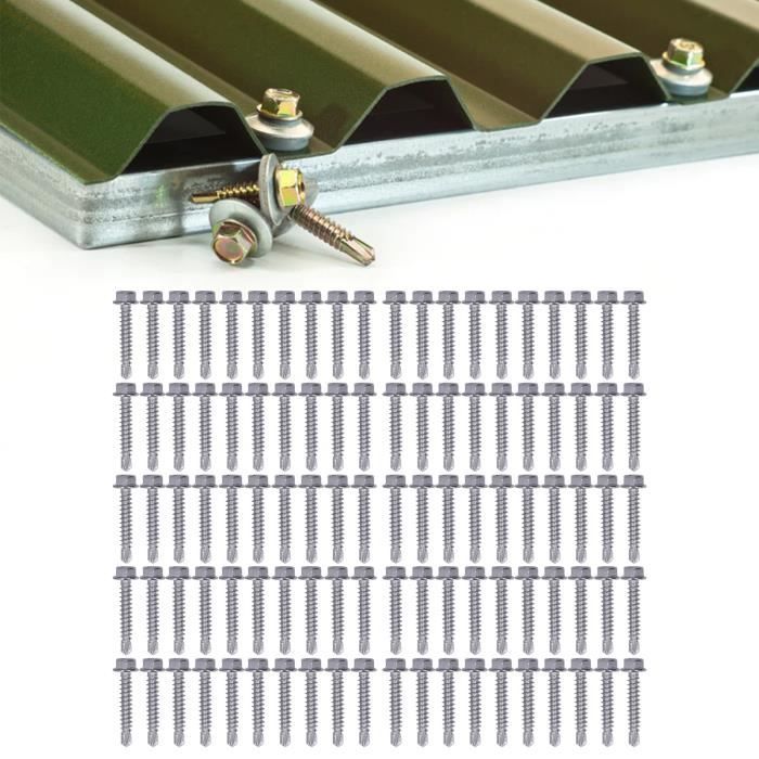 PAL - Assortiment de vis autoperceuses 100 pièces vis autotaraudeuses vis à tête hexagonale en ...