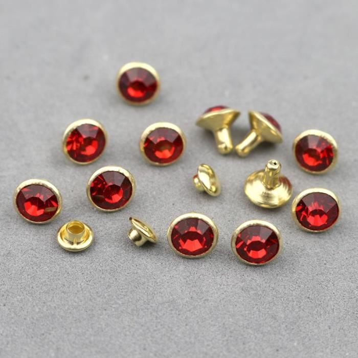 RIVET,Red Rivets-100Pcs--Rivets à strass en cristal, 30 à 100 ensembles ...