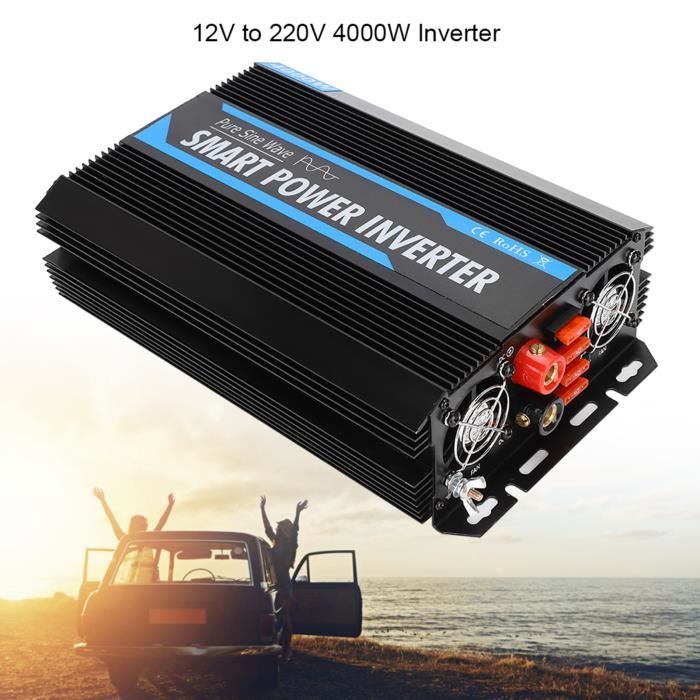 12V à 220V 4000W Transformateur de tension onduleur à onde sinusoïdale pure universel pour ...