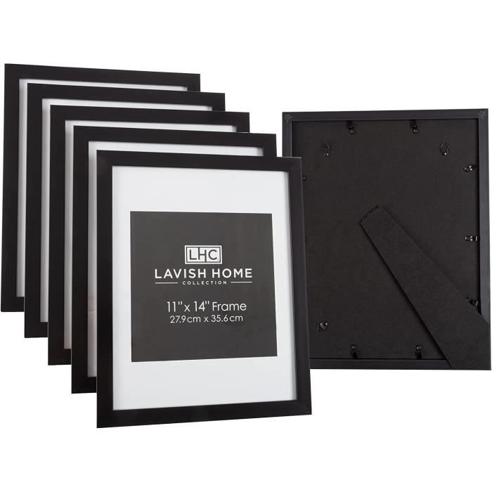 Lot de 6 cadres photo avec support et crochets de suspension Noir 28 x ...