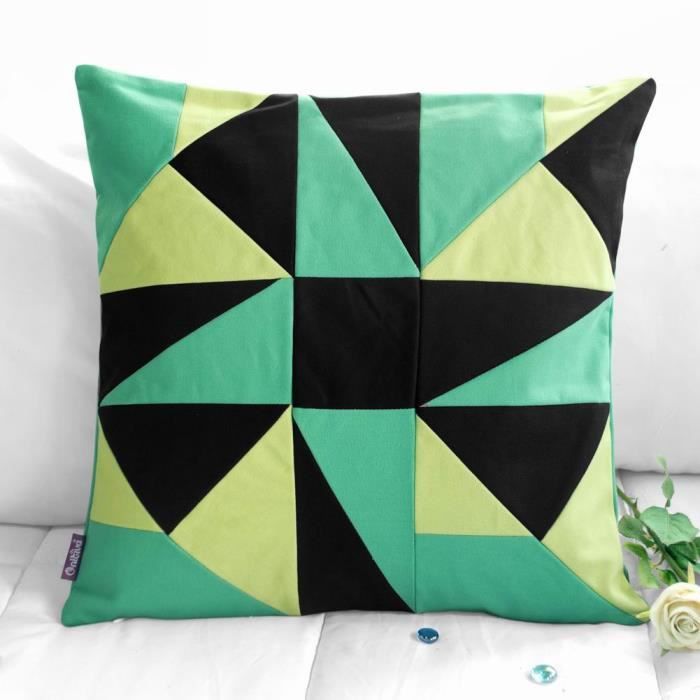 Motif de figure géométrique - décor carré coloré housse de coussin ...