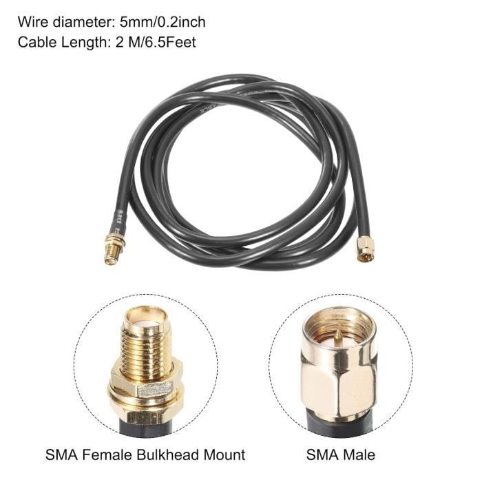 Câble Coaxial Rg58 Sma Mâle Vers Sma Femelle Montage De Cloison Câble Coaxial Rf À Faible Perte ...