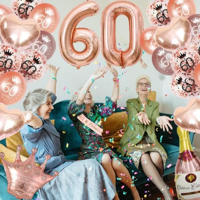 Decoration Anniversaire 60 Ans Femme, 60 Ans Anniversaire Femme Or Rose ...