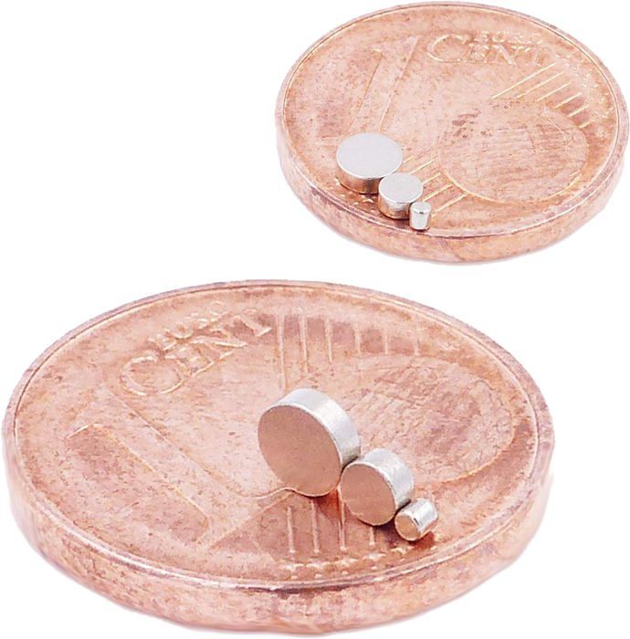 Ensemble de 15 Mini Aimants Disques 1x1mm + 2x1mm + 3x1mm N52 Niveau Le ...