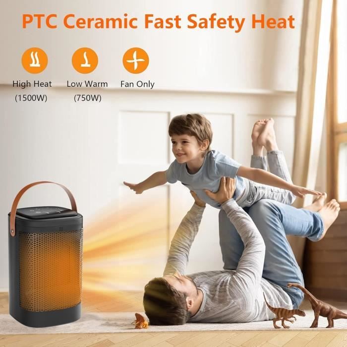 Chauffage Portable, Chauffage Électrique 750-1500 W Avec Thermostat De ...