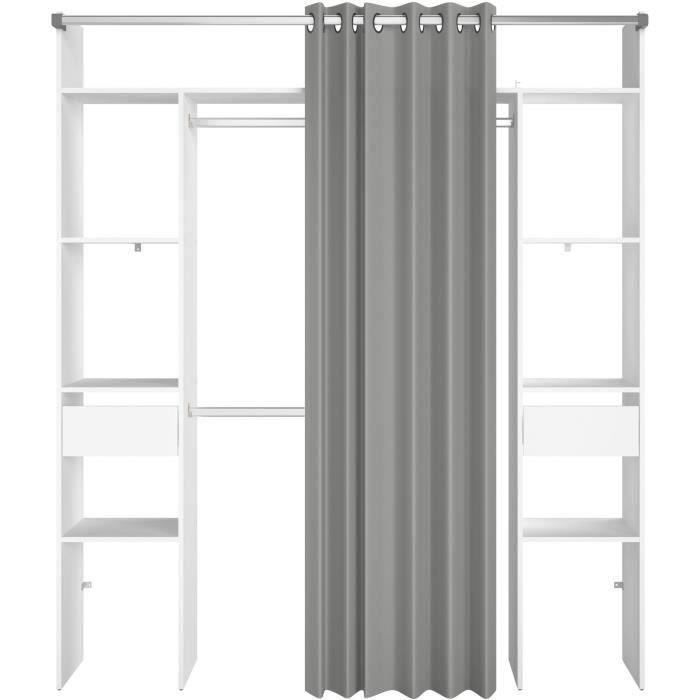 Kit dressing ARTIC EKIPA - Décor mélaminé blanc - 2 penderies + 2 tiroirs - L176 x P48 x H202 cm ...