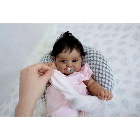 Poupée Bébé 20 Pouces 50 Cm Reborn Bébé Fille Poupées Corps Souple Peau Noire Afro-Américaine ...