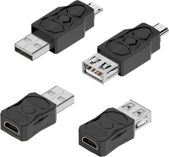 4PCS Adaptateur USB vers Micro USB, convertisseur USB 2.0 mâle vers ...