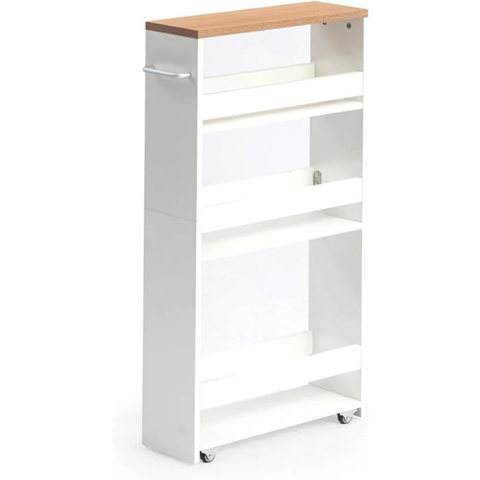 Ginhow Narrow Kitchen Trolley 4 Tier Kitchen Trolley with Wheels for ...