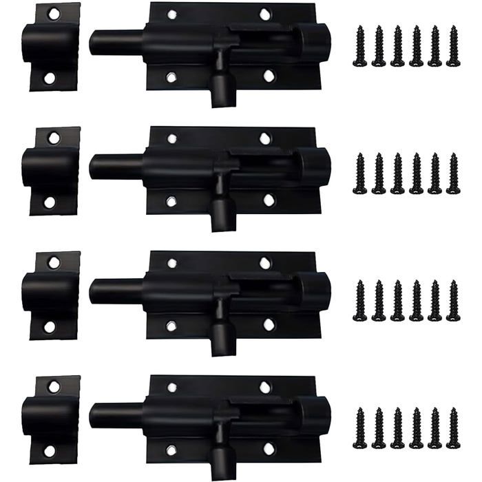 ANBOO 4 Pcs Verrou Targette, Noir Verrou de Porte en Acier Inoxydable ...