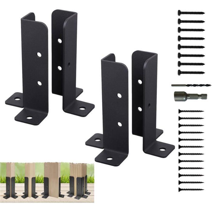 Supports de poteaux de terrasse réglables, Ensemble de 4 supports de ...