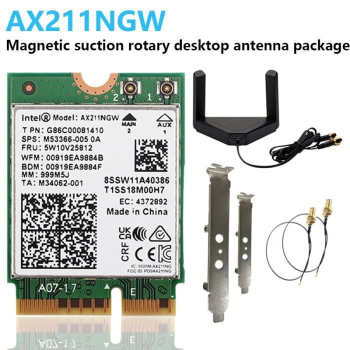 Ensemble magnétique AX211 - Wi Fi6E Intel AX211 M.2 clé E CNVio2 carte ...