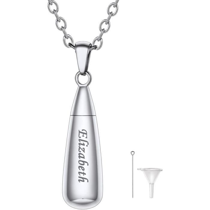 Collier Urne Funéraire Personnalisable Pendentif Ouvrable Barre ...