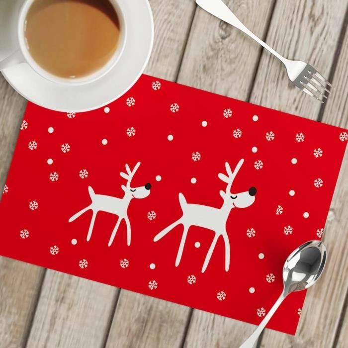 Napperon en lin de Noël avec polymères isolés,table ronde,ensemble de ...