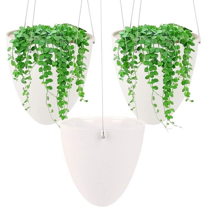 Lot de 3 pots de fleurs suspendus en plastique - O380 - Étagères ...