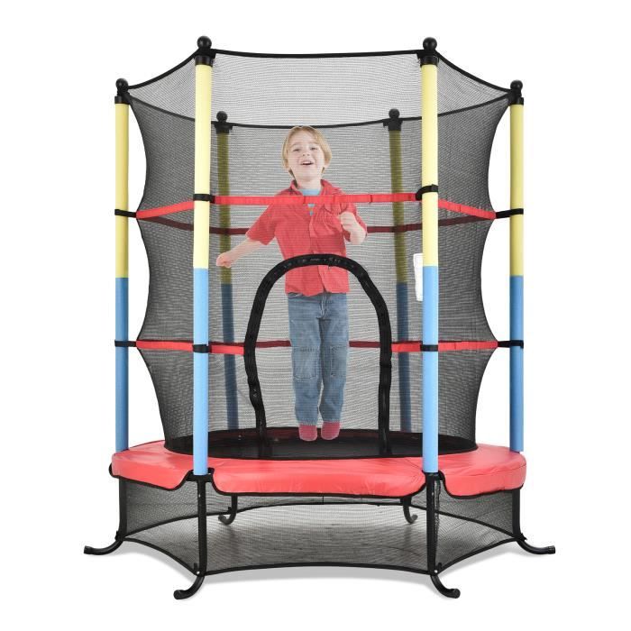 Trampoline Enfant, 55in, Filet de sécurité Porte zipée Couvre-Ressorts ...
