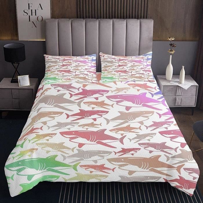 Housse de Couette Requin Rose Parure de Lit Respirant Housse de ...