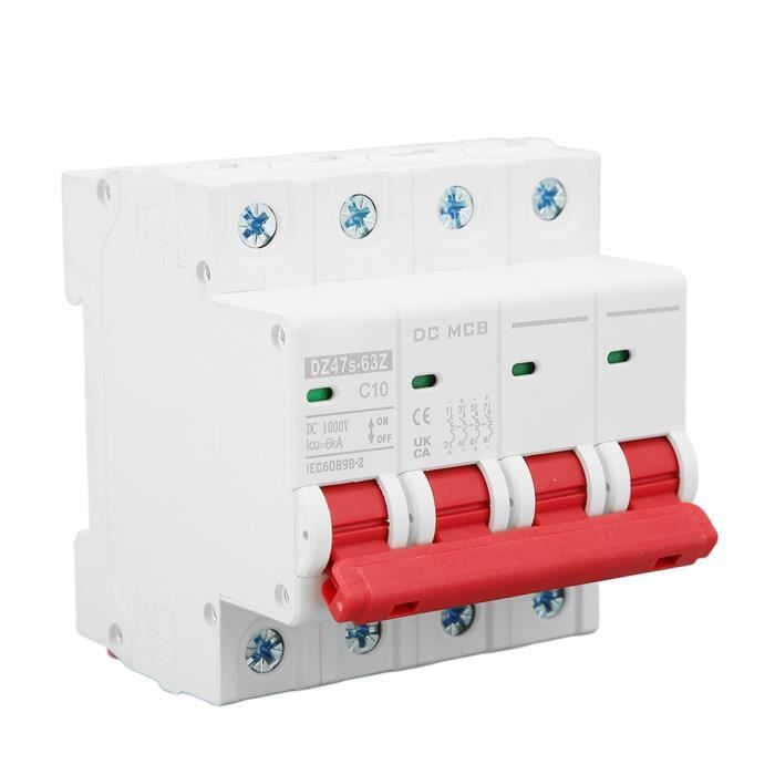 Cikonielf Mini disjoncteur 4P 4P Mini Disjoncteur DC 1000V 10A ...