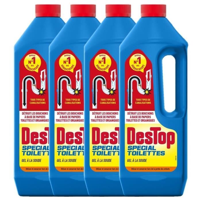 Déboucheur spécial toilettes - DESTOP - Lot de 4 - Gel épais - Efficace ...