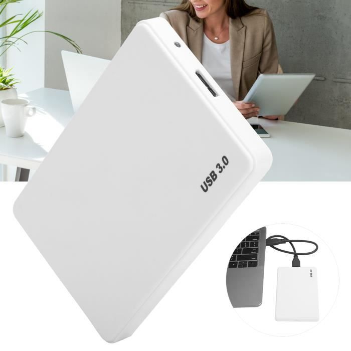 Disque dur externe USB3.0 DILWE - 2,5 pouces - Blanc - Plug and Play ...