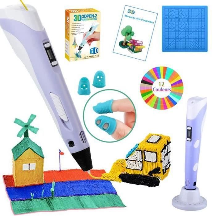 STYLO 3D Stylo d'impression 3D pour enfants violet Stylo 3d Professionnel avec 12 couleurs de ...