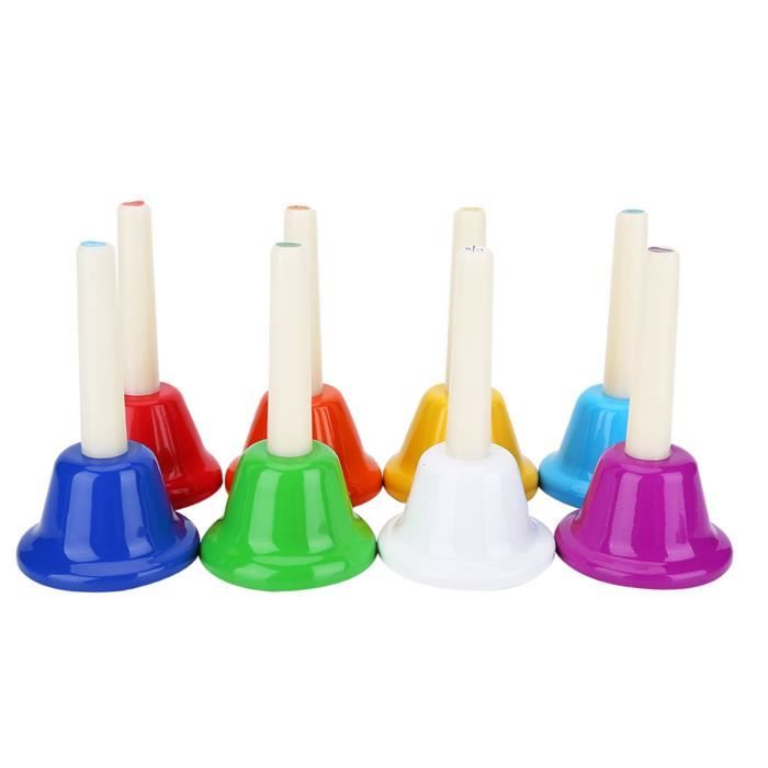 Pwshymi Clochettes Ensemble de cloches à main en métal coloré à 8 notes ...