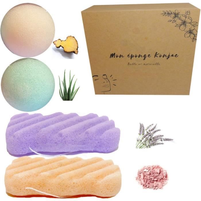 Eponge Konjac (Lot de 4 Eponges) – Visage et Corps – Accessoire Beauté ...