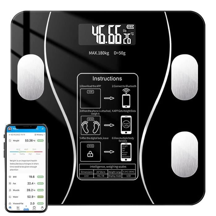 Body fat Scale Bluetooth, Smart Digital Weight bathroom Scale balance ...