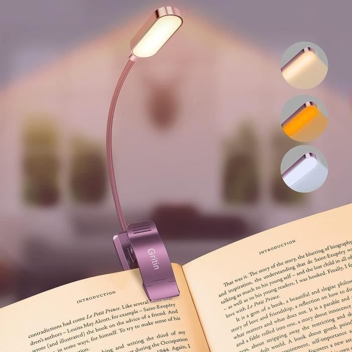 Lampe De Lecture 16 Led, Liseuse Lampe Clip Rechargeable, Gradation ...