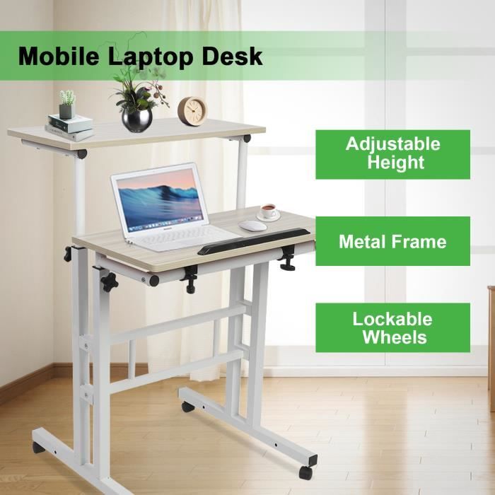 Bureau d' Ordinateur Roulant Portable Table Informatique Poste de ...