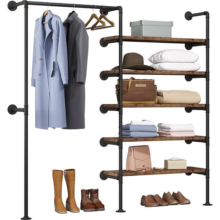 Portant à Vêtements Mural - WOLTU - SRY44shei - Tubes d’Acier et MDF ...