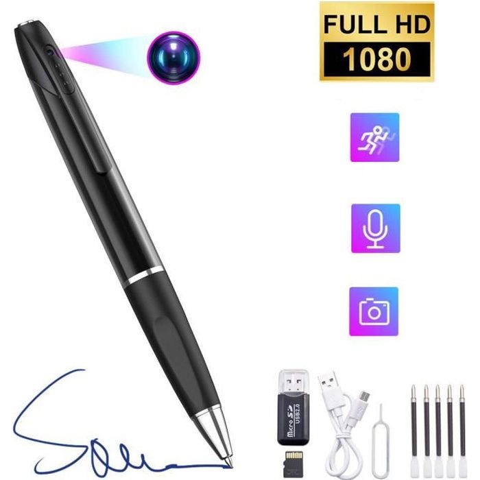 Stylo Caméra Espion Full HD 1080P 30FPS Surveillance Vidéo et Audio ...