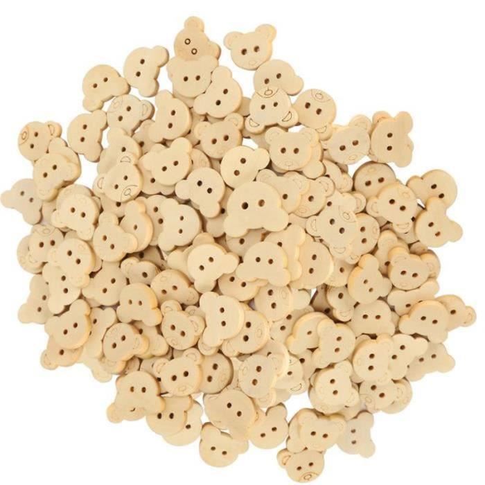 Fydun boutons en bois à coudre 250 pièces boutons en bois mignon 2 ...