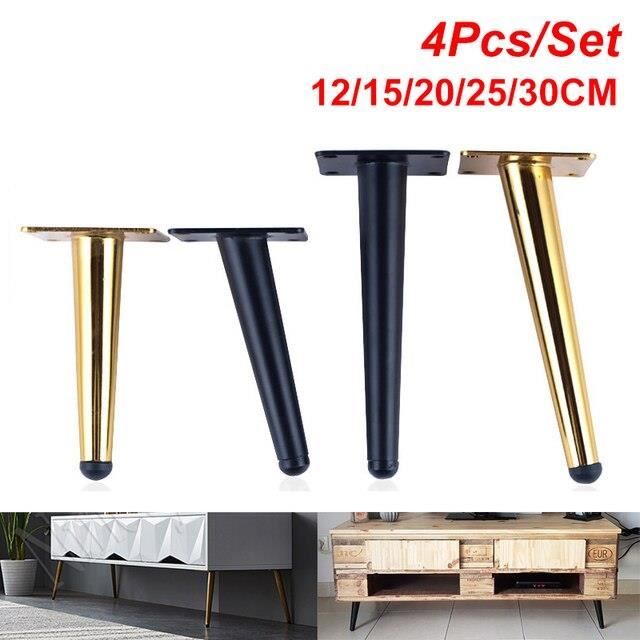 PIED DE MEUBLE,Black Straight 10CM--Pieds de meuble coniques en métal, 4 pièces-ensemble, 12-15 ...