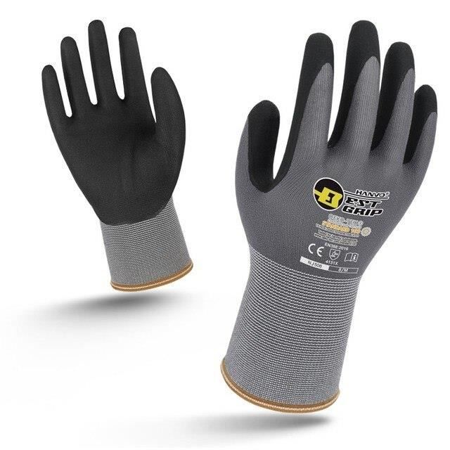 GANT DE CHANTIER,NJ506-L--Gants de travail en Nylon PU Nitrile, 5 paires, revêtement de sécurité ...