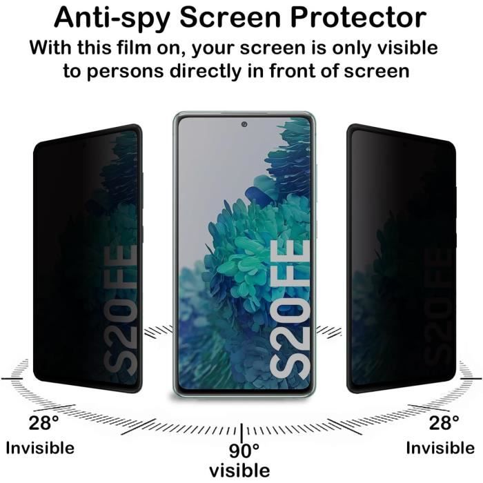 Verre Trempé Anti Espion Pour Samsung Galaxy S20 Fe 4g 5g [2 Pièces