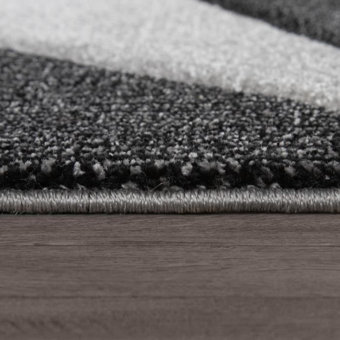 Paco Home Tapis De Salon Poils Ras Motif Géométrique Moderne Avec Esthétique 3D Gris Rouge ...