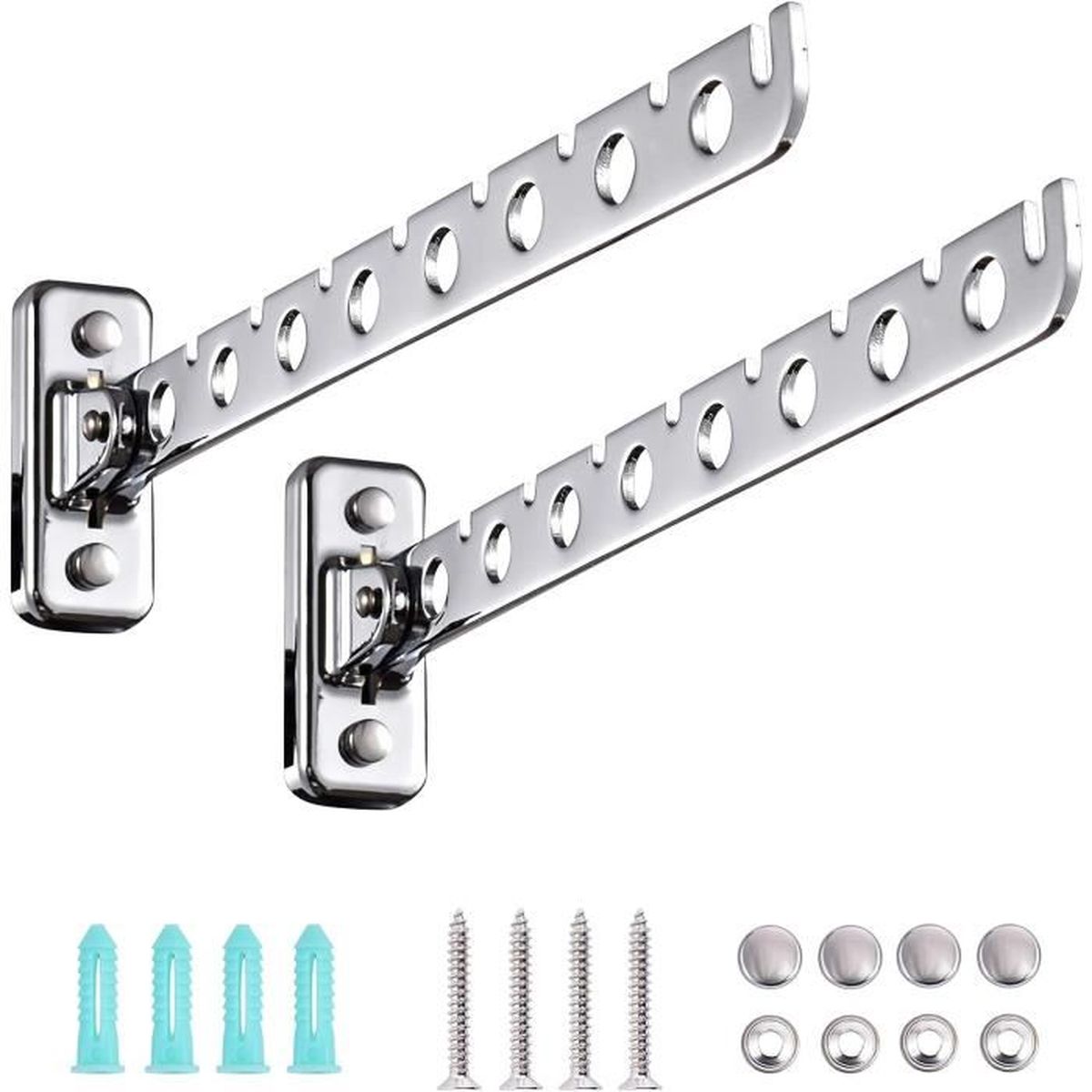 Porte Cintre Mural, Lot de 2 Etendoir Mural Rabattable en Acier ...