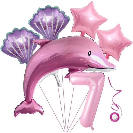 Ensemble De Ballons Dauphins 7E Anniversaire Fille Rose Anniversaire Fille Anniversaire Ballon ...