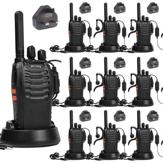 Pt88E Lot De 10 Talkies-Walkies Professionnels Rechargeables Longue ...
