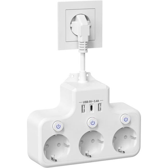 Multiprise Avec Usb Et Type-C, Double Prise Pour Prise, Interrupteur ...
